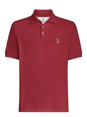 Brunello Cucinelli Logo Cotton Polo Shirt - Red