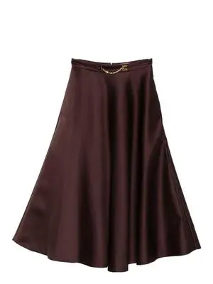 Elisabetta Franchi A-line Midi Skirt With Chain Detail - Brown
