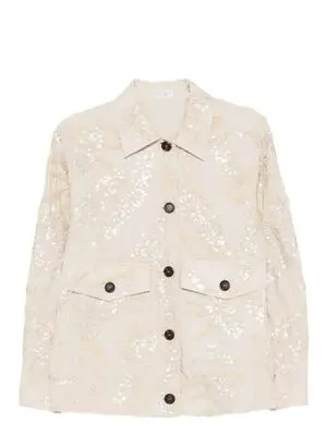 Brunello Cucinelli Embroidered Cotton Jacket - Beige