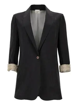 ALYSI Silk Blazer - Black