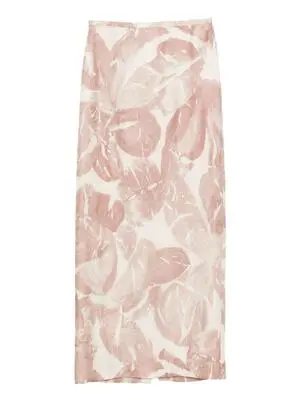ALYSI Printed Silk Skirt - Powder
