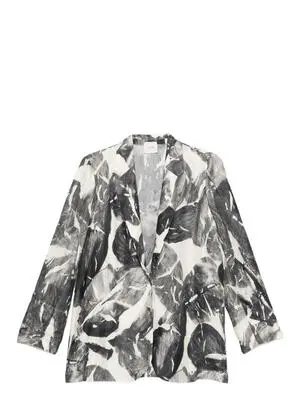 ALYSI Printed Single Breasted Jacket - Black