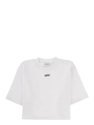 Off White Cropped T-shirt With Logo - White