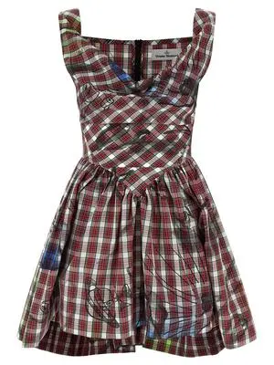 VIVIENNE WESTWOOD Mini Sunday Tartan Cotton Dress - Red