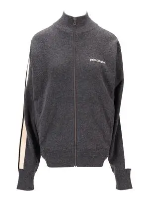 Palm Angels Classic Logo Knit Track Jacket - Dark Grey - Off White