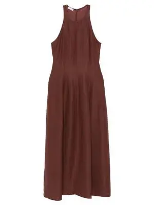 Brunello Cucinelli Linen-blend Long Dress - Purple