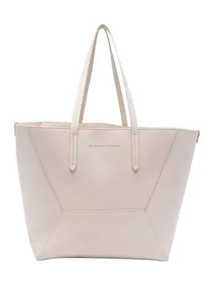 Brunello Cucinelli Leather Shopping Bag - Ivory