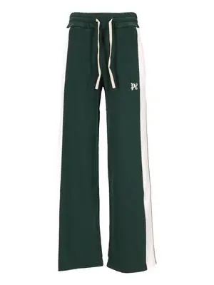 Palm Angels Monogram Colorblock Sweatpants - Dark Green - Off White