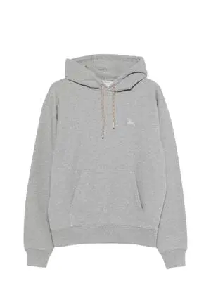 Burberry Check Motif Cotton Hoodie - Grey