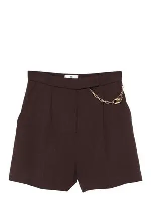 Elisabetta Franchi High-waisted Pleated Shorts - Brown