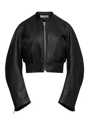 MAISON MARGIELA Leather Effect Bomber Jacket - Black