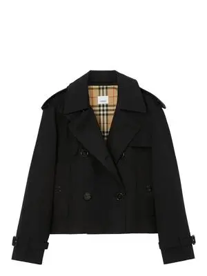 Burberry Cotton Cropped Trench Coat - Black