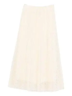 Ermanno Scervino Embroidered Pleated Skirt - White