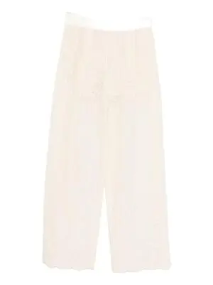 Ermanno Scervino Wide Leg Embroidered Trousers - White