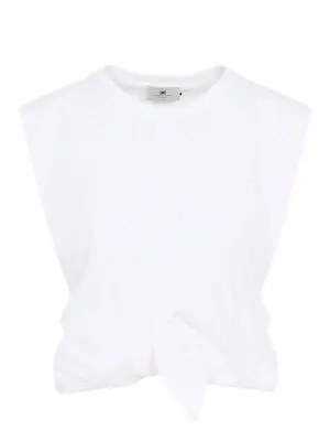 Elisabetta Franchi Cotton Top With Knot Detail - White