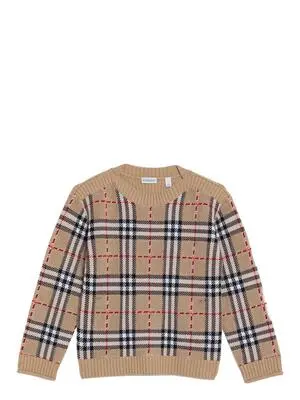 Burberry Check Wool Pullover - Beige