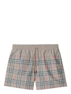 Burberry Swim Shorts With Faded Check Pattern - Beige