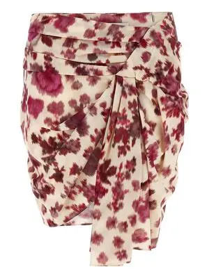 Isabel Marant Ovia Printed Draped Mini Skirt - Pink