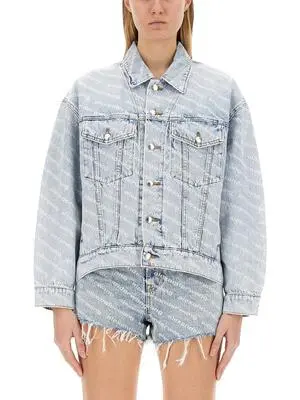 Alexander Wang All Over Logo Jacket - Azure