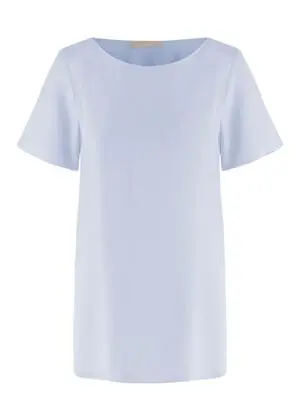 ALLUDE Stretch Silk T-shirt - Light Blue
