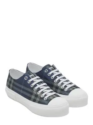 Burberry Check Cotton Sneakers - Blue