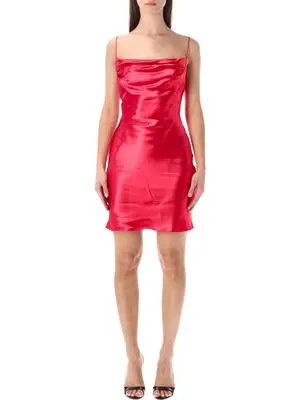 Balmain Satin Mini Dress - Fuchsia
