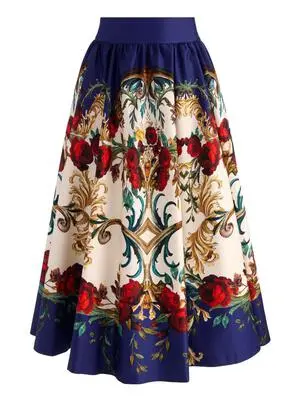Alice + Olivia Printed Midi Skirt - Blue