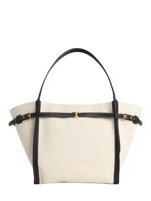 TOD'S Shopping Tim' Canvas And Leather Midi Bag