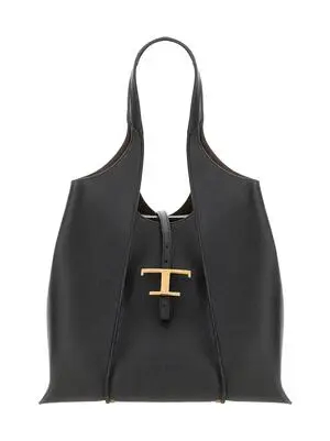 TOD'S T Timeless Medium Shopping Bag - Black