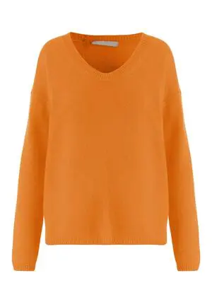 ALLUDE Cashmere V-neck Sweater - Orange