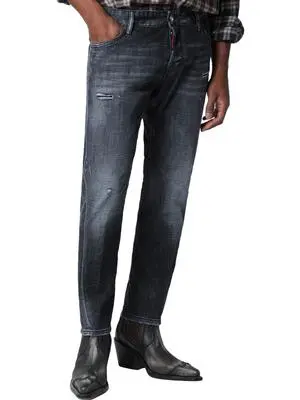 Dsquared2 Slim Washed Jeans With Distressed Details - Black