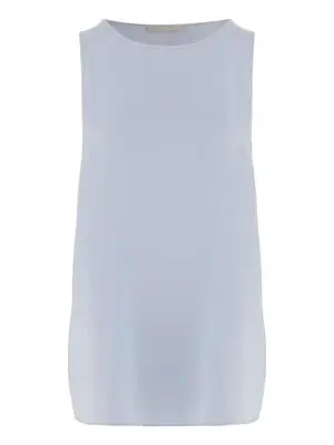 ALLUDE Stretch Silk Top - Light Blue