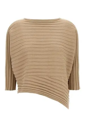 Issey Miyake Cotton Cashmere Knit Top - Beige
