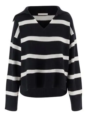 ALLUDE Striped Cashmere Sweater - Red