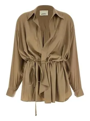 Isabel Marant Keren Satin Technical Fabric Blazer - Green