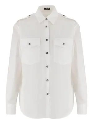 Versace Cotton Shirt With Contrasting Buttons - White