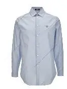 Versace Striped Cotton Shirt With Logo - Light Blue