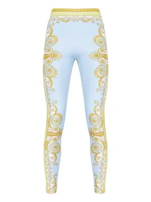 Versace Barocco Print Leggings - Clear Blue