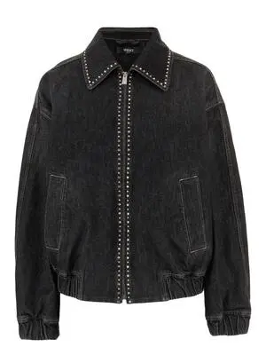 Versace Decorated Denim Jacket - Black
