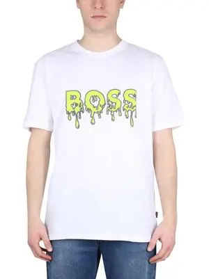 BOSS Logo Print T Shirt - White
