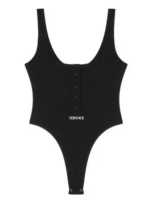 Versace Logo Cotton Bodysuit - Black