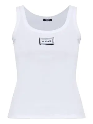 Versace Logo Cotton Tank Top - White