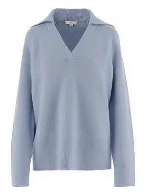 Vince Stretch Wool And Cashmere Blend Polo Sweater - Light Blue