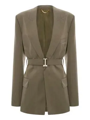 Victoria Beckham Tailored Blazer With Belt - Green