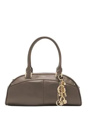 Chloé Leather Bowling Bag - Beige