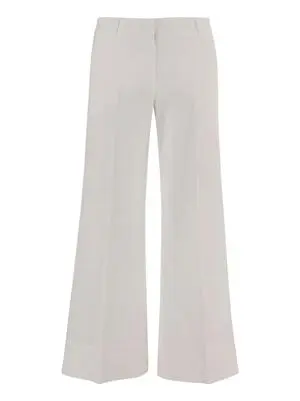 QL2 DONNA Flared Stretch Cotton Trousers - White
