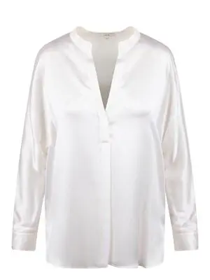Vince Silk V-neck Shirt - White