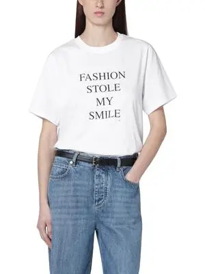 Victoria Beckham Fashion Stole My Smile" Cotton T-shirt - White