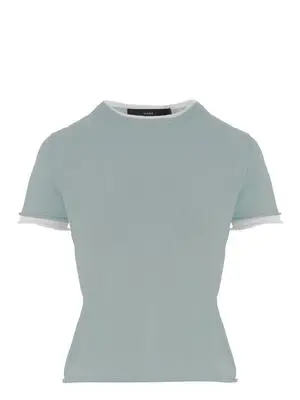 Arch4 Cashmere T-shirt With Edging - Light Blue