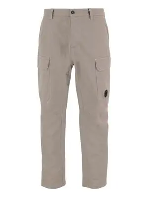 C.P. COMPANY Cotton Trousers With Logo - Light Grey